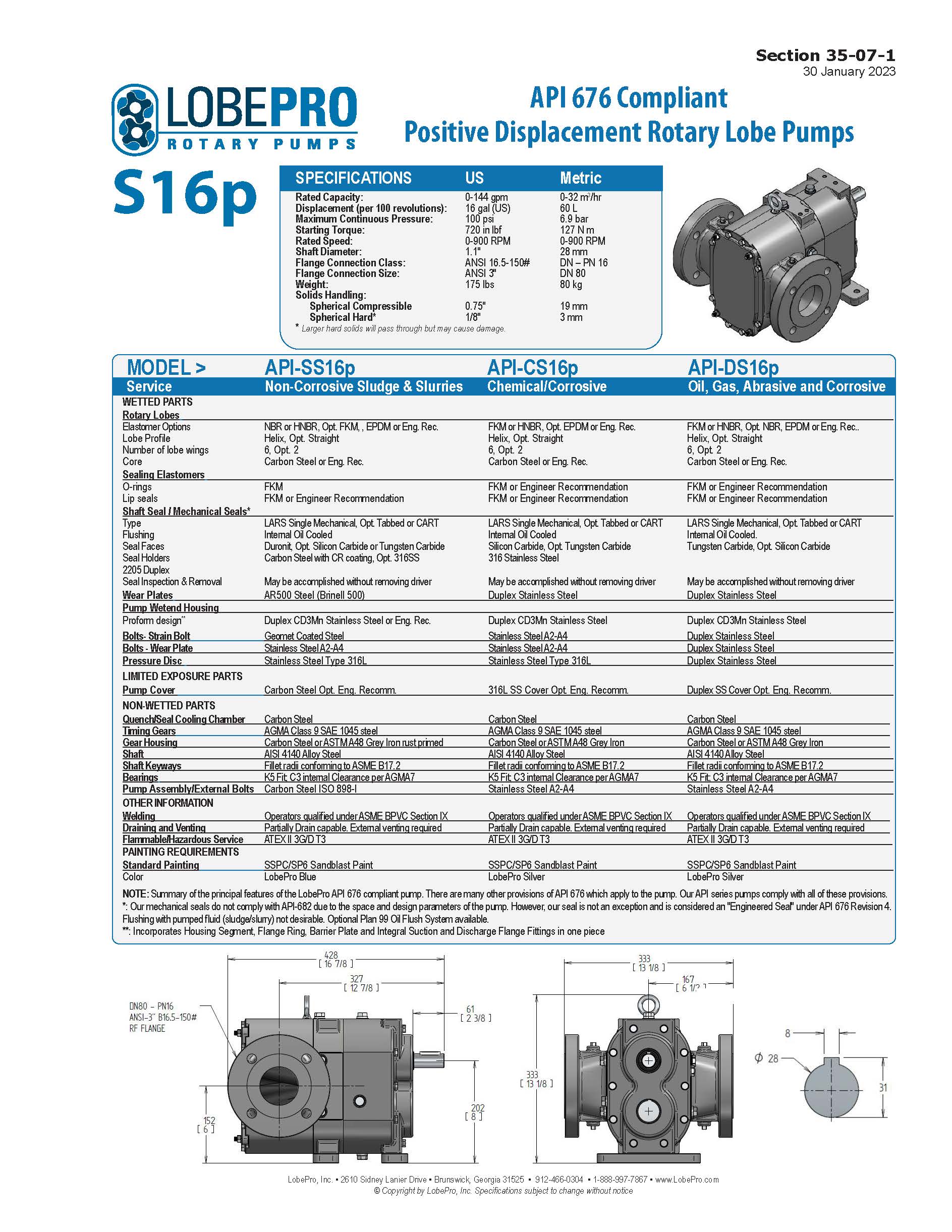 API Pump Specification Sheets - LobePro