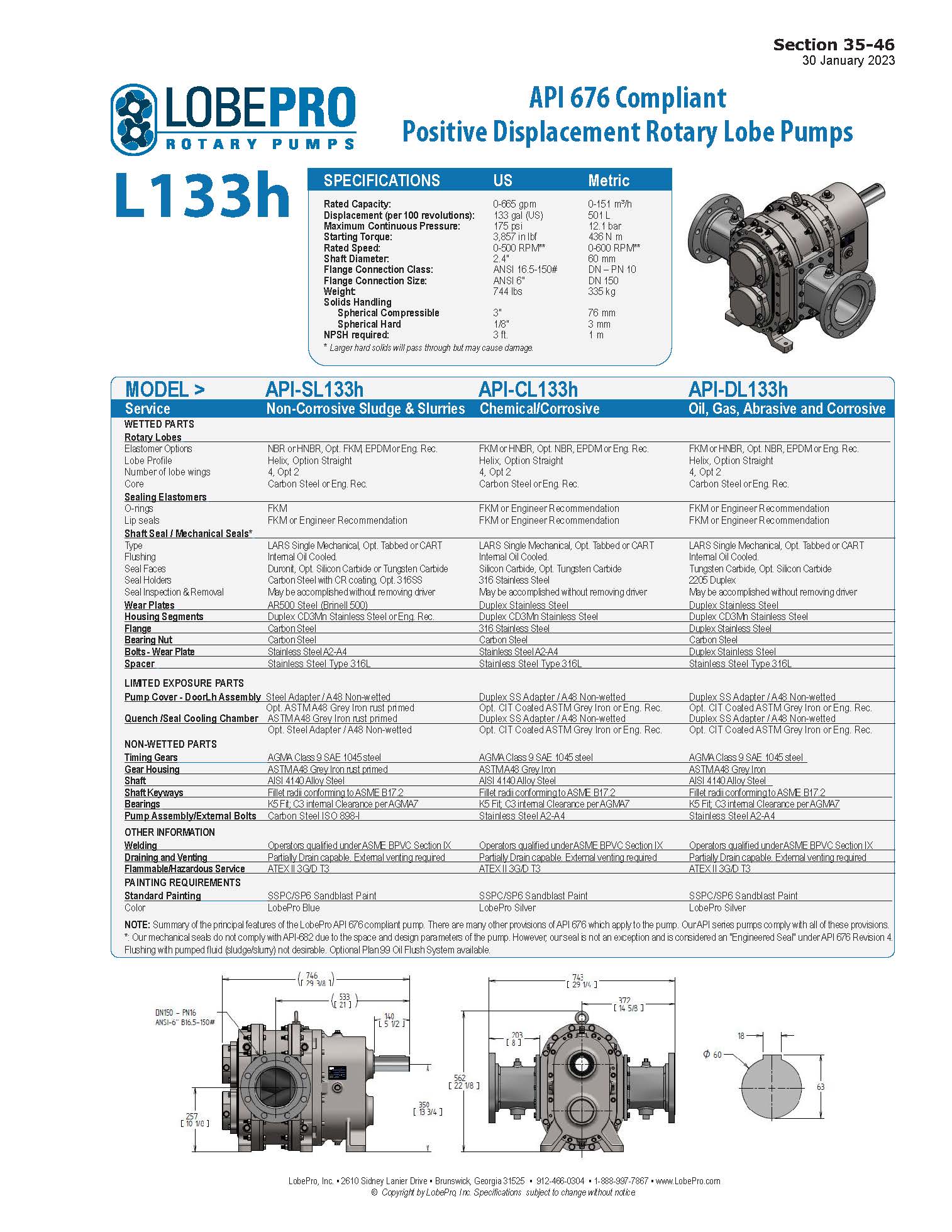 API Pump Specification Sheets - LobePro