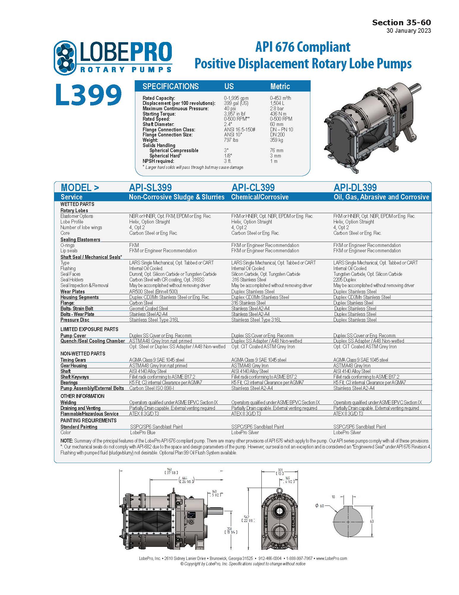 API Pump Specification Sheets - LobePro