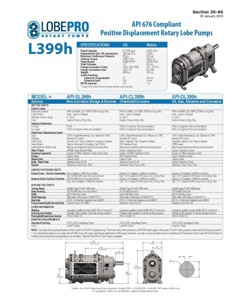 API Pump Specification Sheets - LobePro