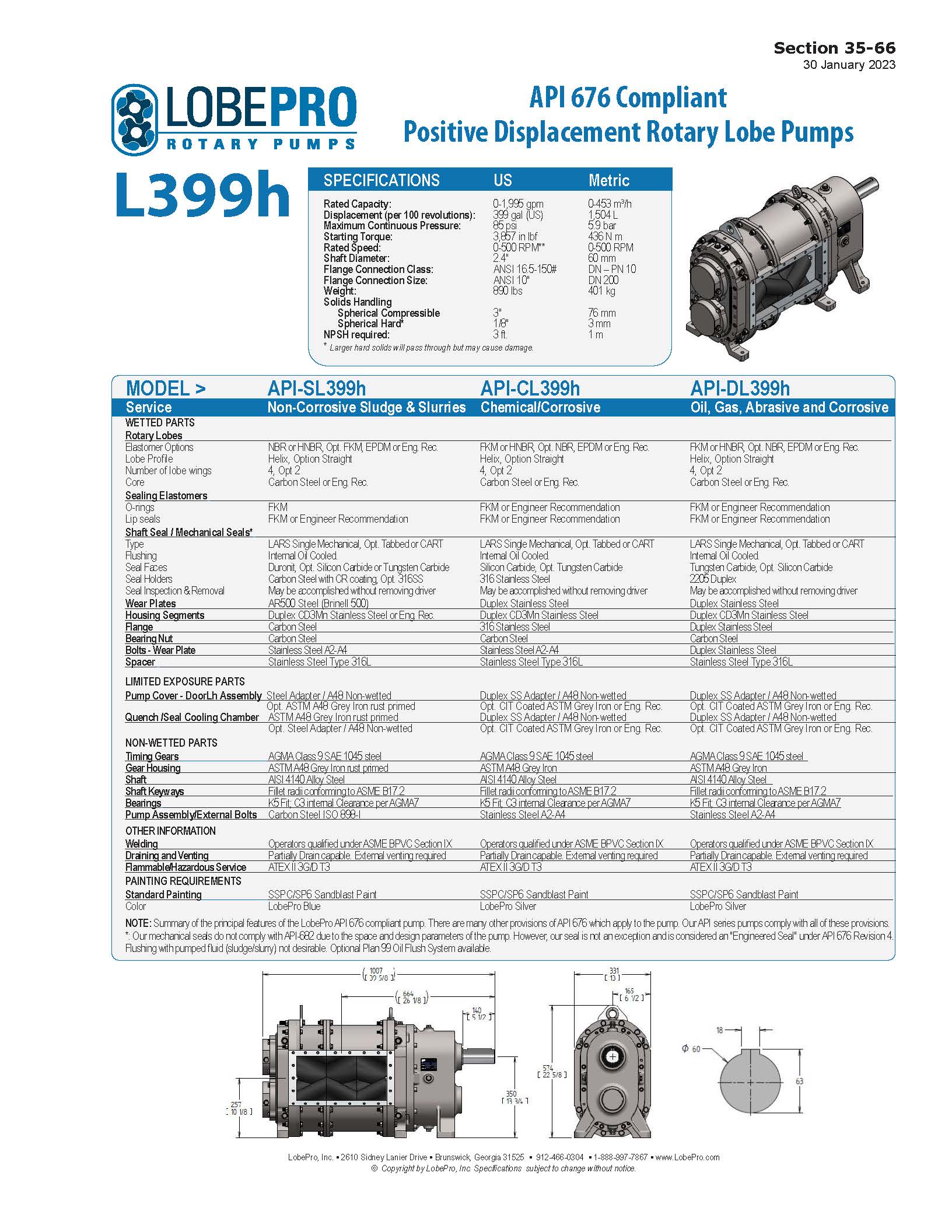 API Pump Specification Sheets - LobePro