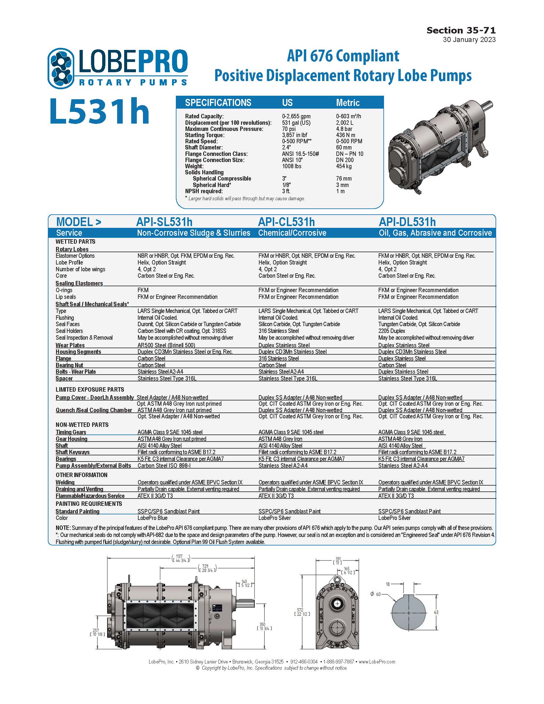 API Pump Specification Sheets - LobePro