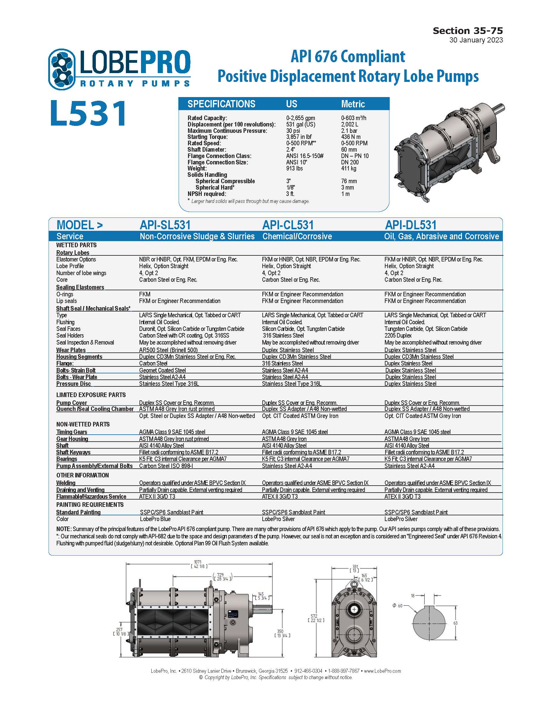 API Pump Specification Sheets – LobePro