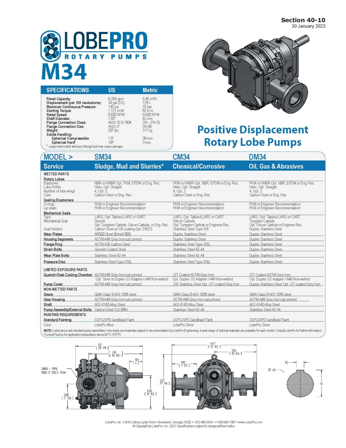 Pump Specification Sheets – LobePro