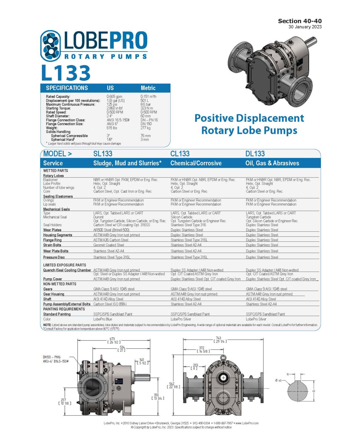 Pump Specification Sheets – LobePro