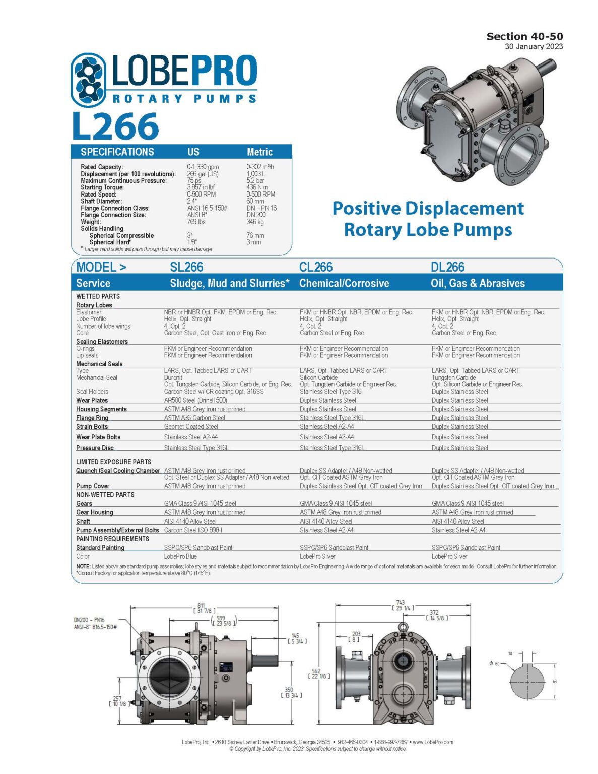 Pump Specification Sheets – LobePro